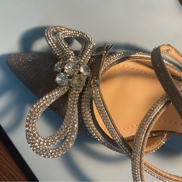 Shoes | Sparkle Silver Bow Heels Size 7 And Size 5 | Poshmark